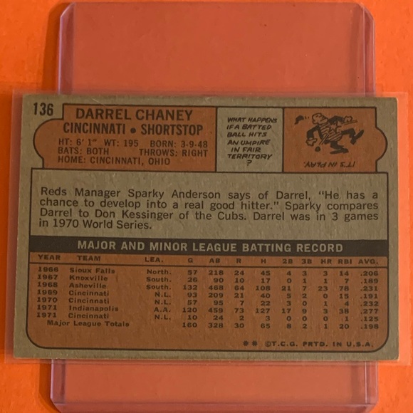 Topps | Toys | Darrel Chaney 36 1972 Topps Baseball Trading Card | Poshmark